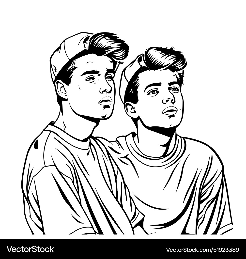 Two friends sketch Royalty Free Vector Image - VectorStock