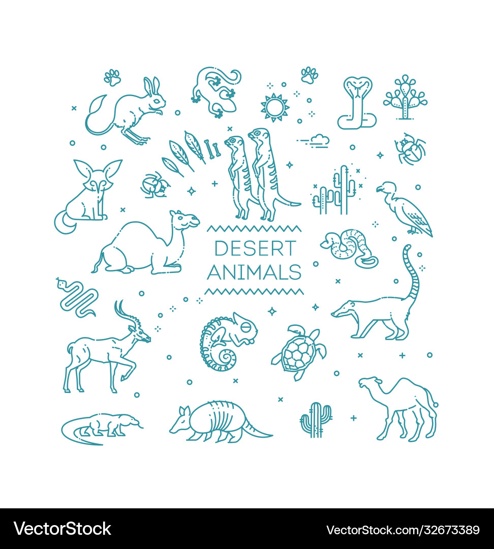 Wildlife concept with different desert animals Vector Image