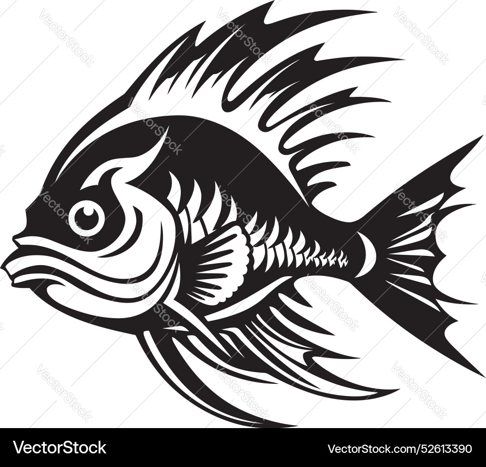 Aquatic abundance black fish designs Royalty Free Vector