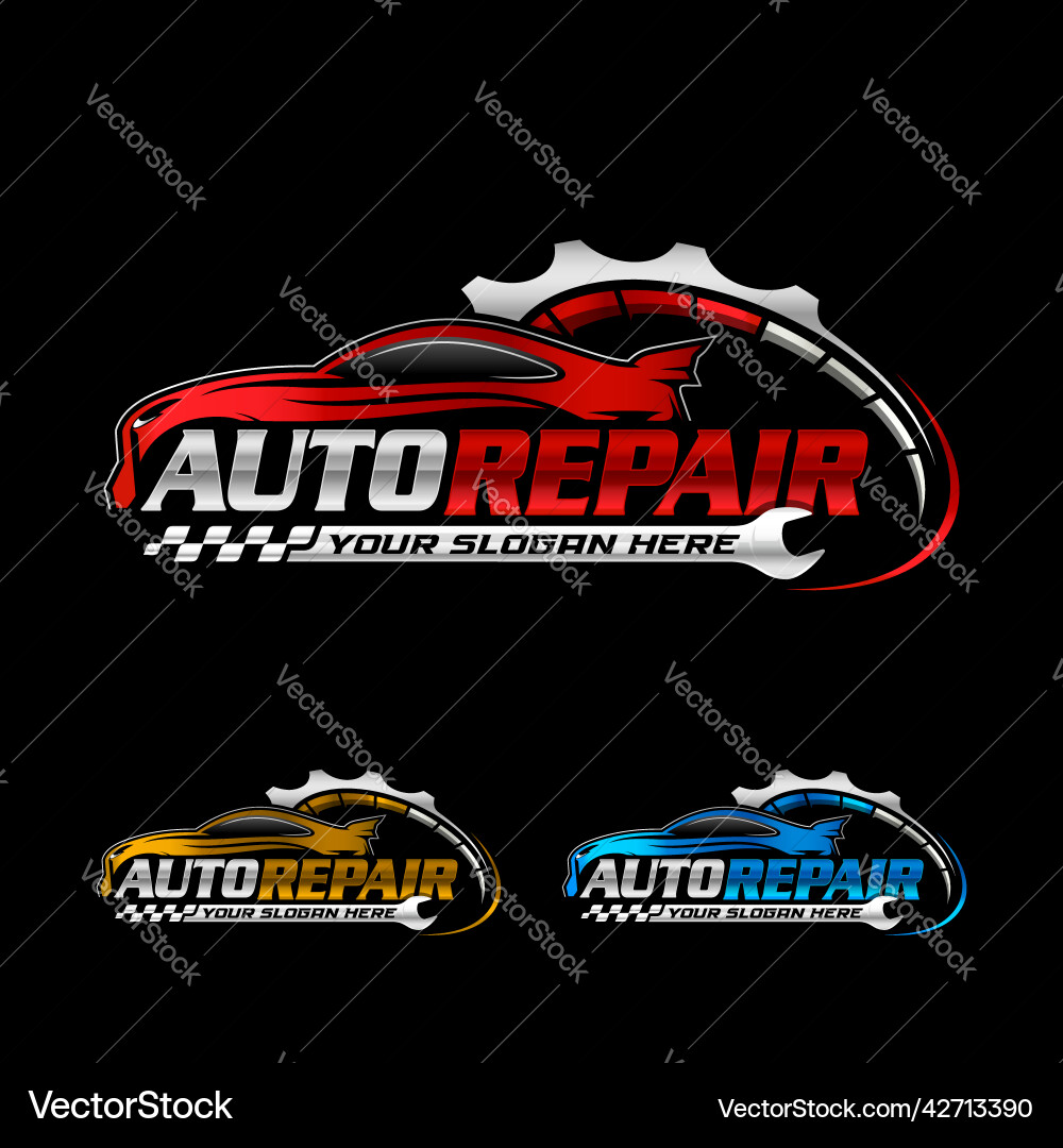 Auto repair services logo badge emblem template Vector Image