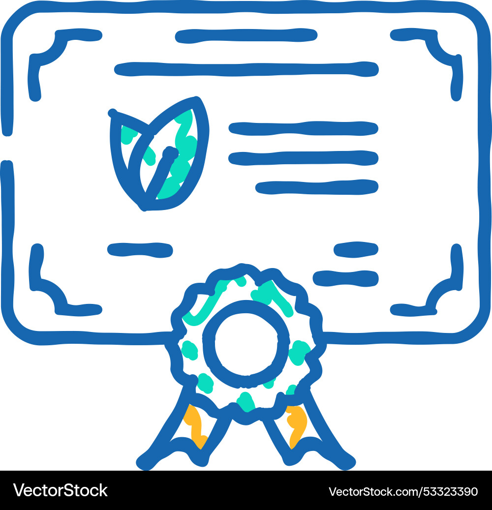 Certification green living icon doodle Royalty Free Vector