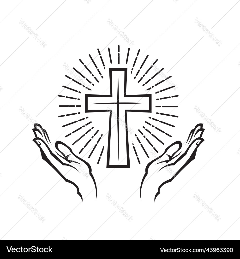 Cross and hands Royalty Free Vector Image - VectorStock