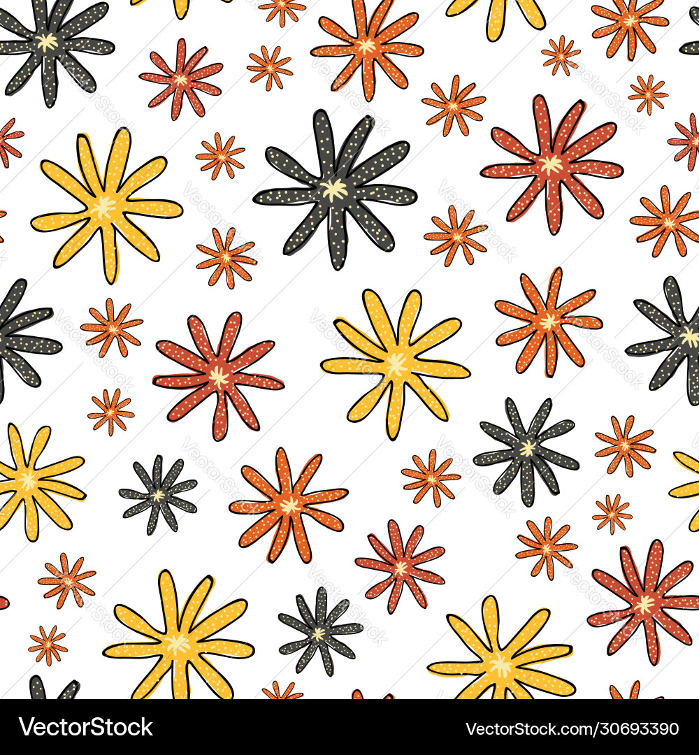 Dotted flowers on a white background seamless Vector Image