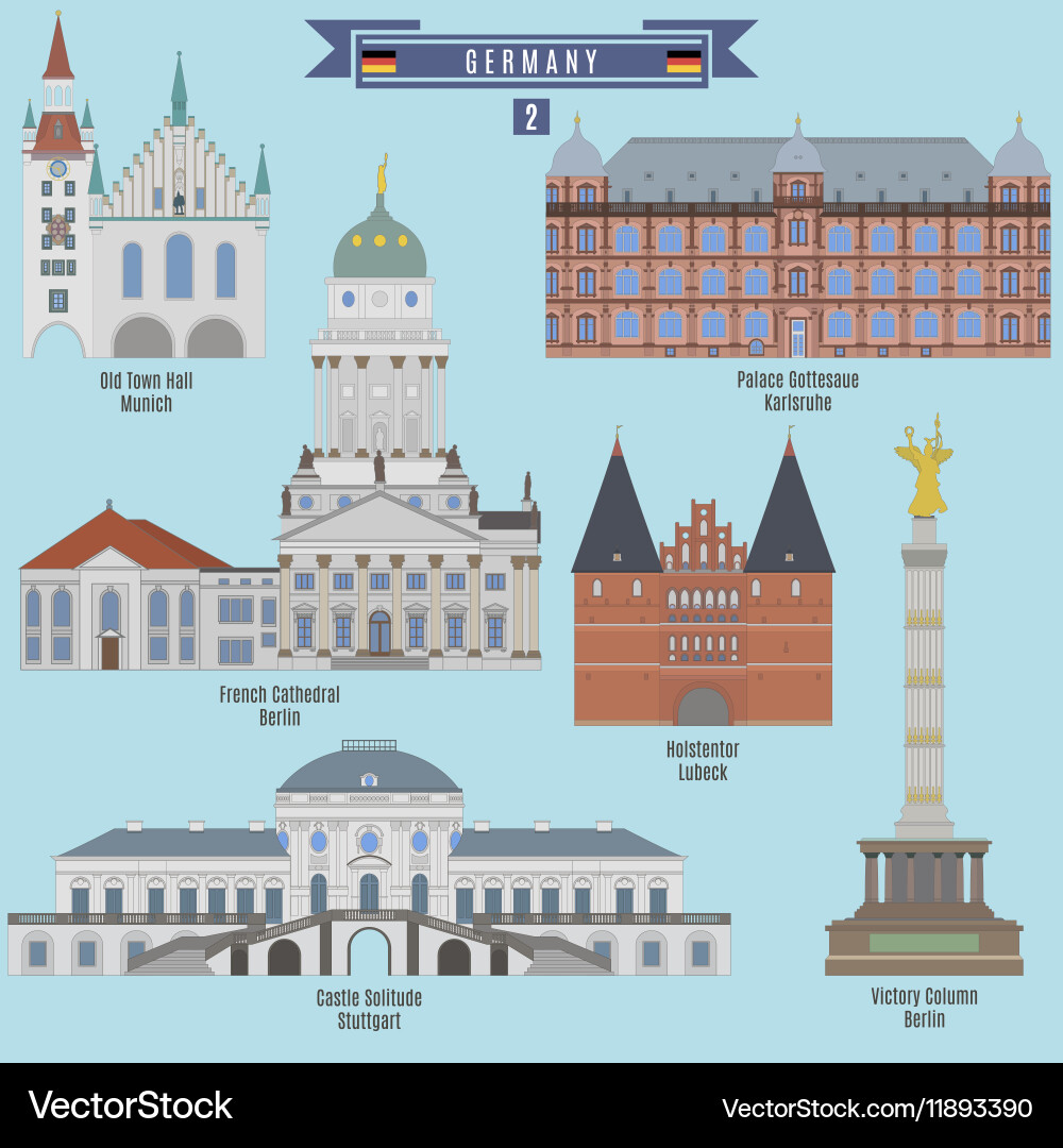 Famous places in germany Royalty Free Vector Image
