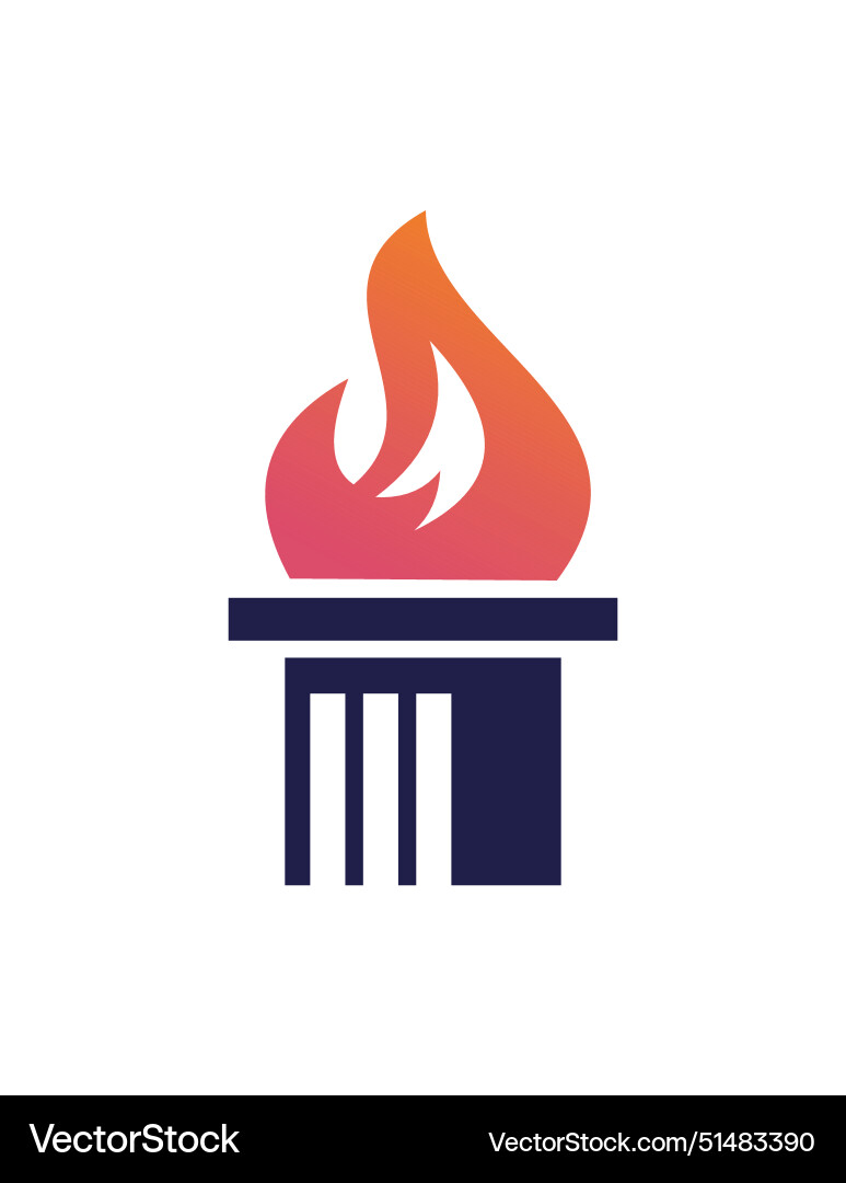 Flame with pillar logo Royalty Free Vector Image