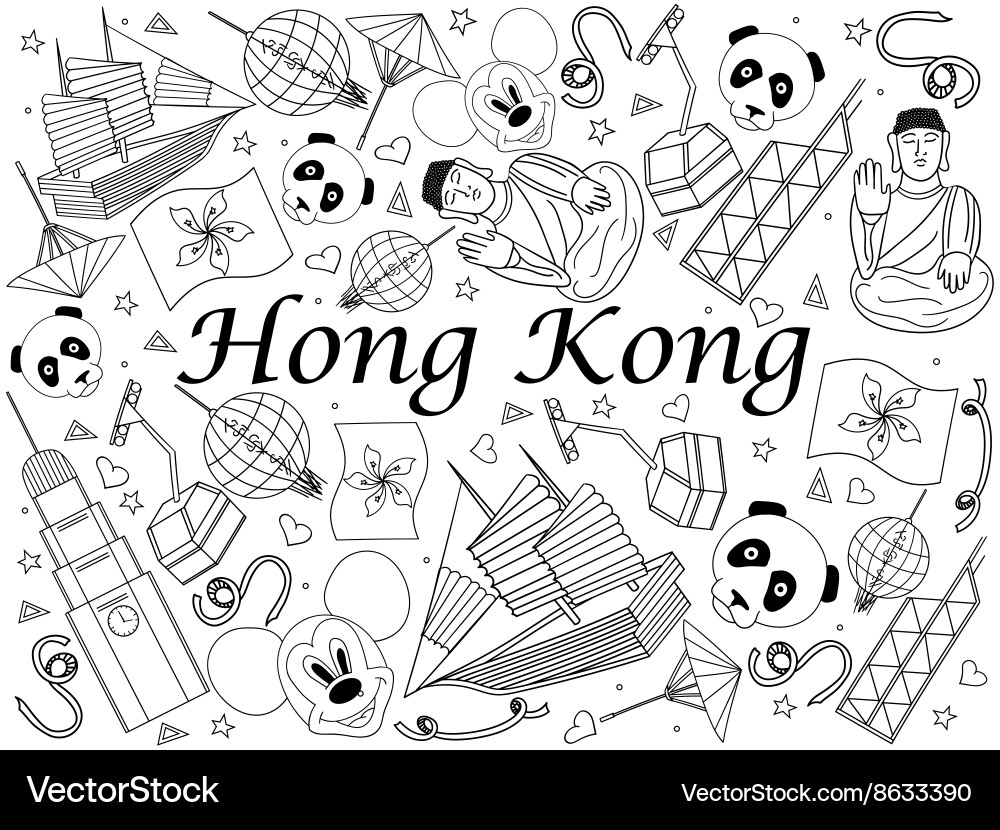 Hong kong coloring book Royalty Free Vector Image