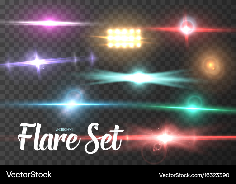 Lens flare set realistic sun light effect Vector Image