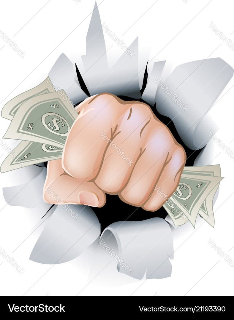 Money Breaking Through Wall Royalty Free Vector Image
