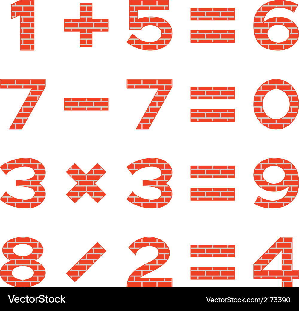 Numbers set brick Royalty Free Vector Image - VectorStock