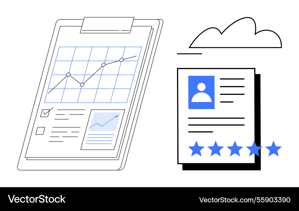 Performance metrics analysis and online resume Vector Image