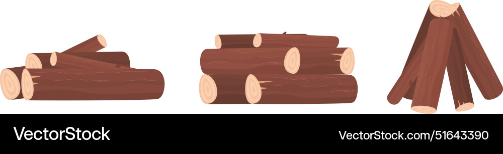 Pile wooden logs campfire isolated digital Vector Image