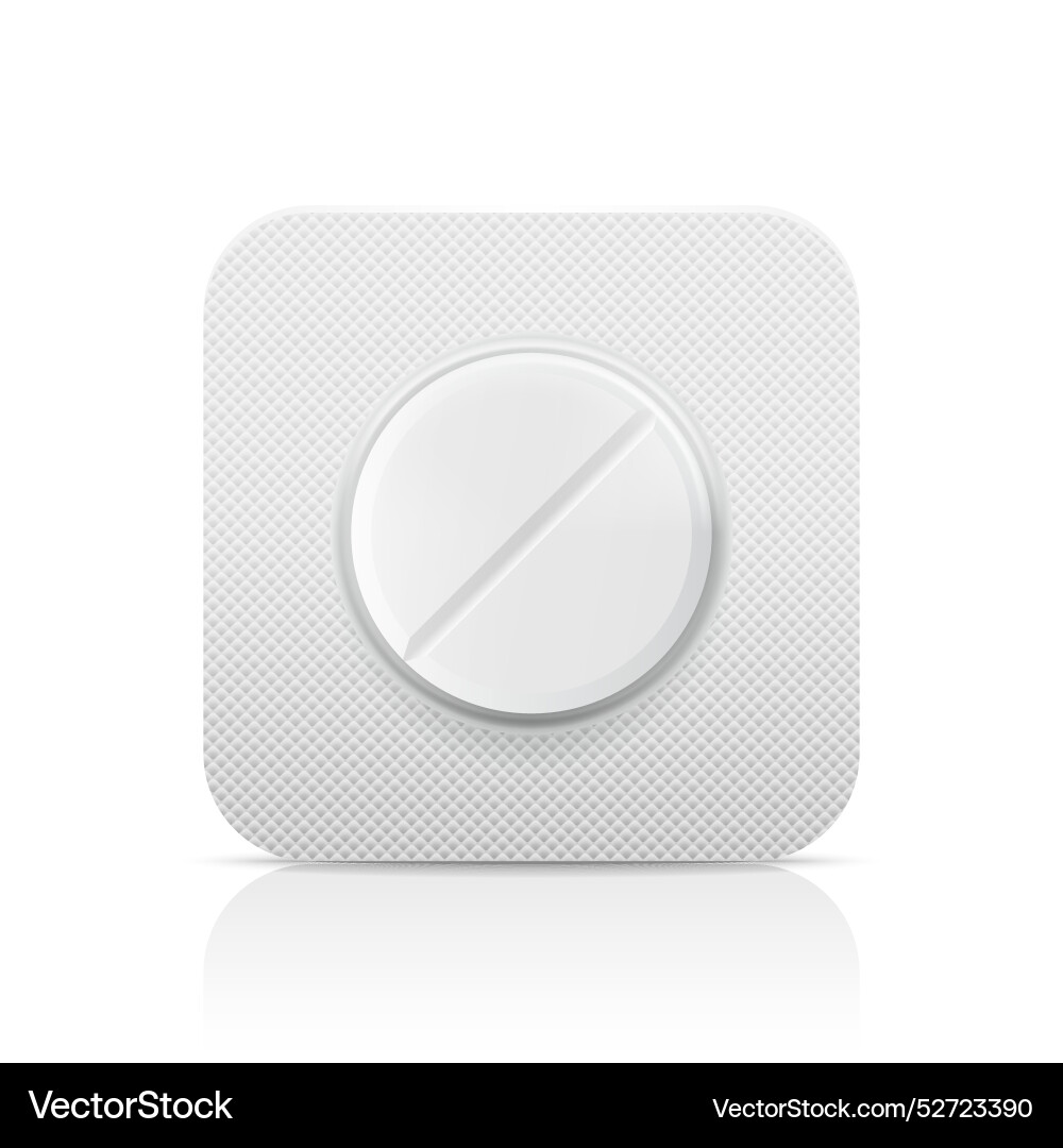 Realistic white pharmaceutical medical pill Vector Image