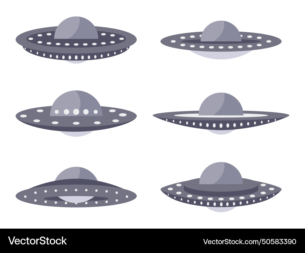 Ufo icon set isolated on white background Vector Image