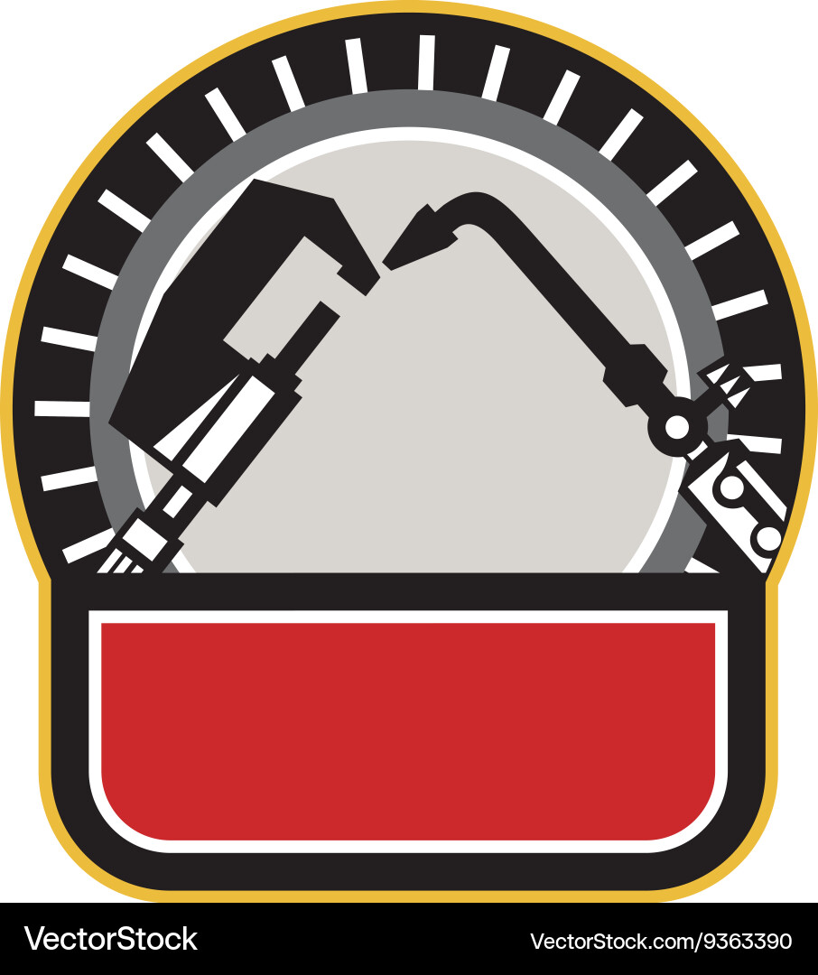 Welder millwright tools circle retro Royalty Free Vector