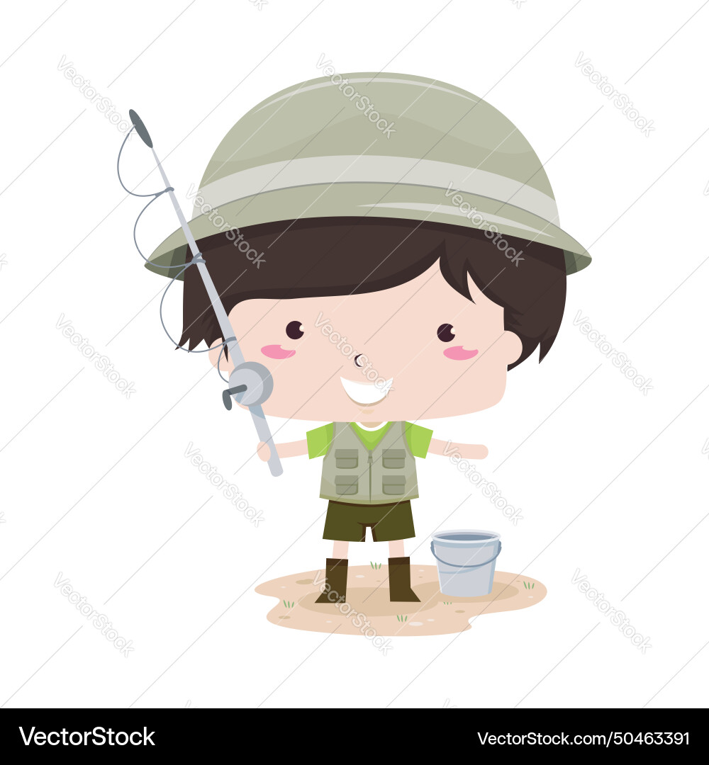 Boy fishing Royalty Free Vector Image - VectorStock