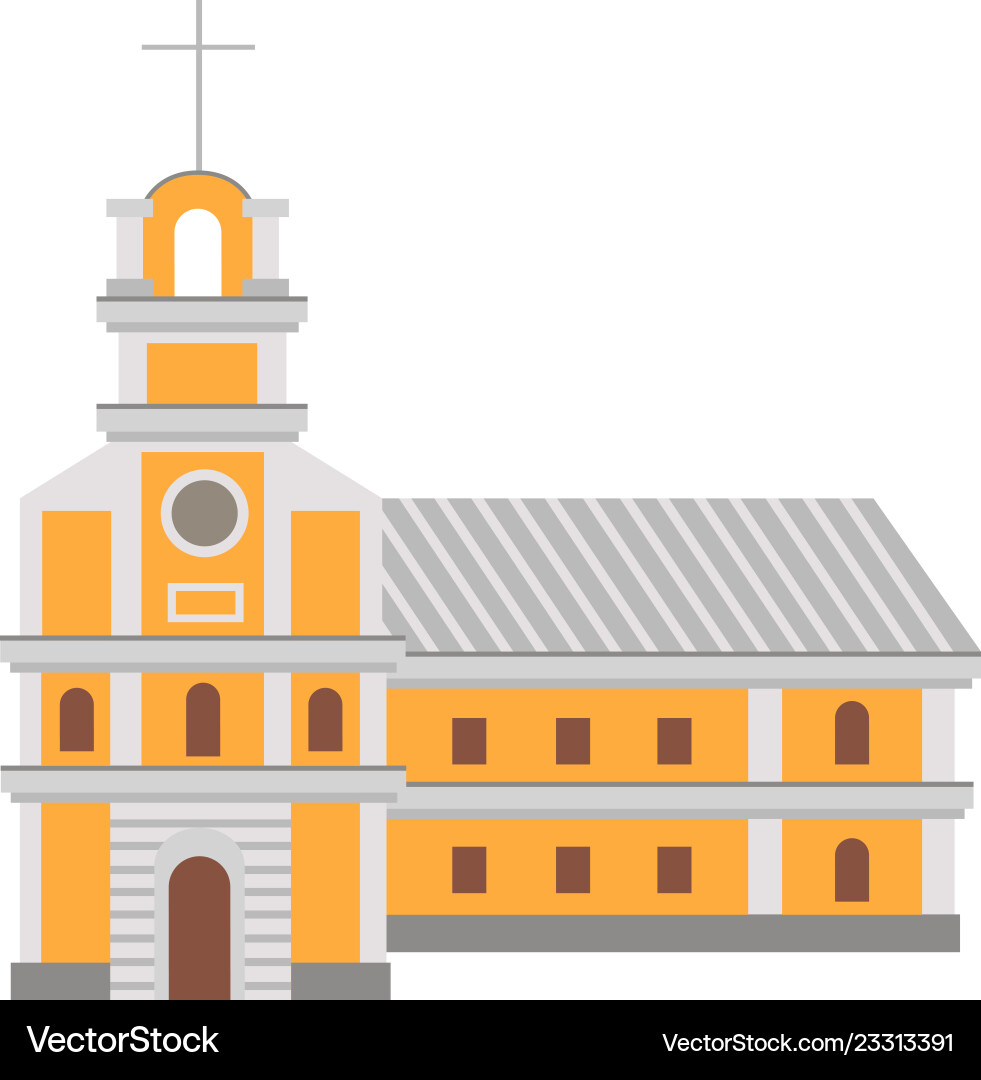 Cartoon catholic religious building with cross Vector Image