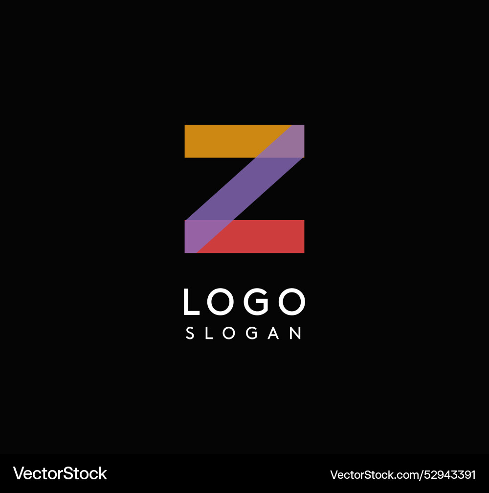 Colorful geometric letter z with overlapping Vector Image