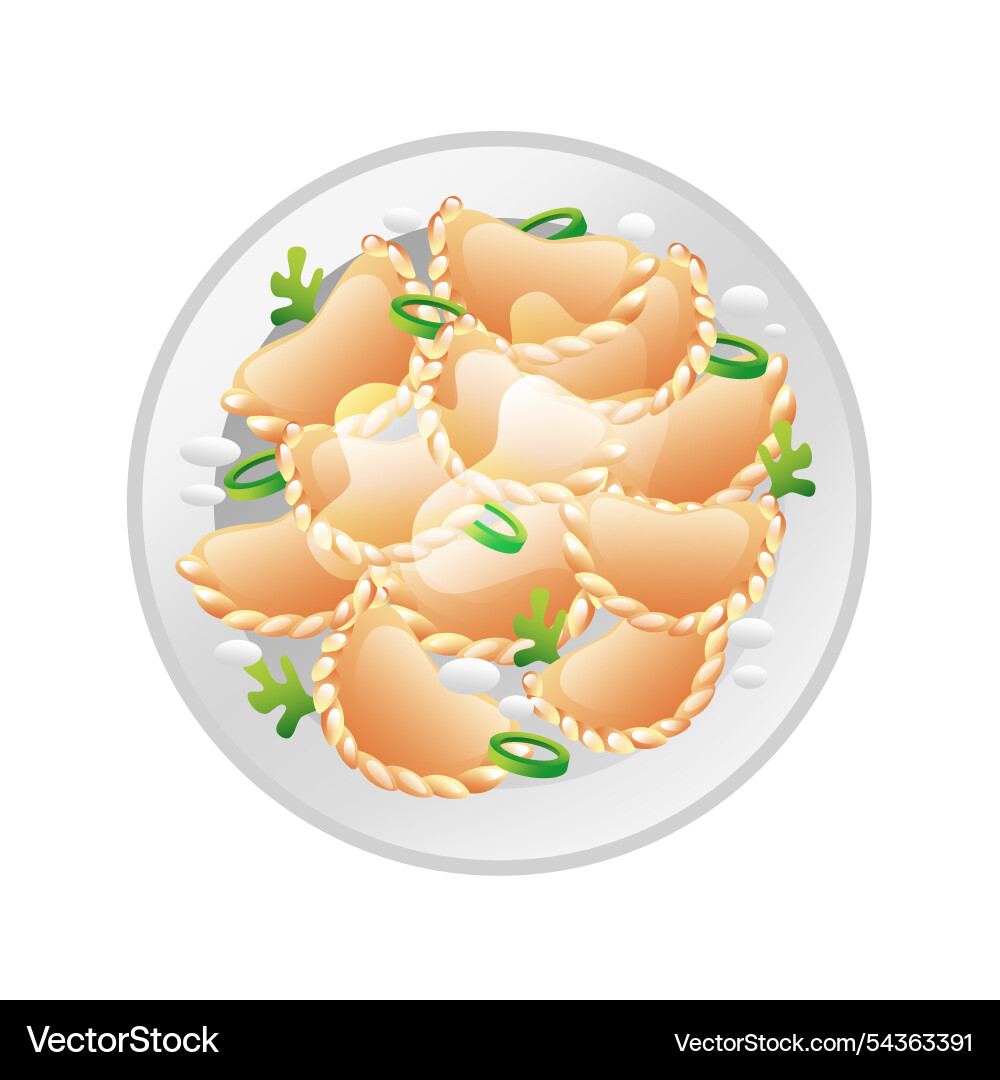 Dumplings with herbs on a plate Royalty Free Vector Image