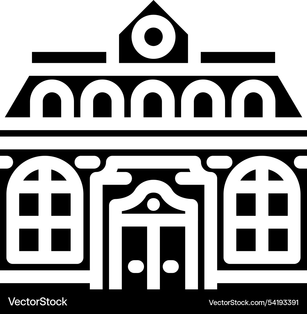 Entrance school building glyph icon Royalty Free Vector