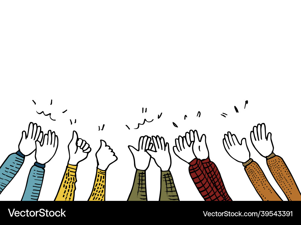Hand drawn of hands clapping ovation applause Vector Image