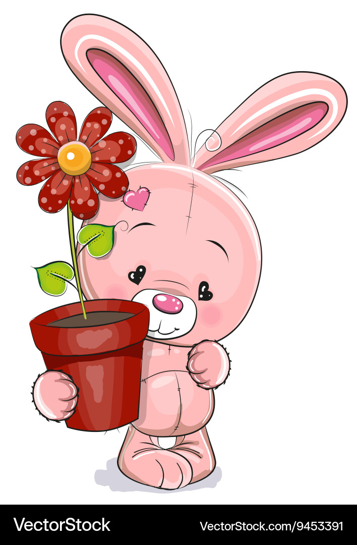 Rabbit with flower Royalty Free Vector Image - VectorStock