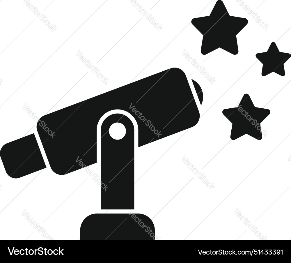Simplistic telescope and stars icon Royalty Free Vector