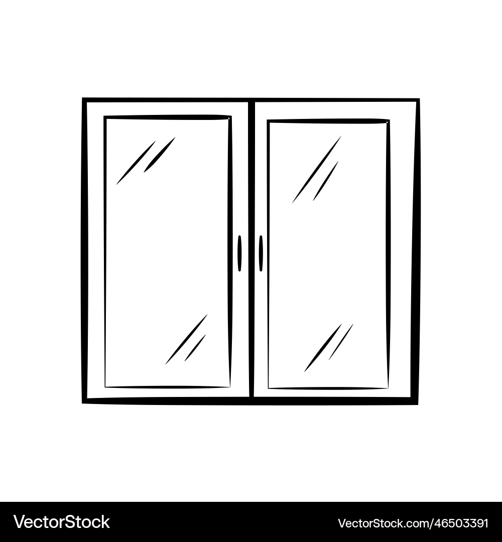 Window close sketch hand drawing Royalty Free Vector Image