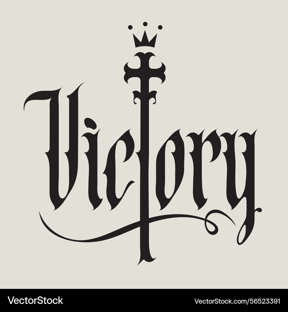 Word victory written in gothic font Royalty Free Vector