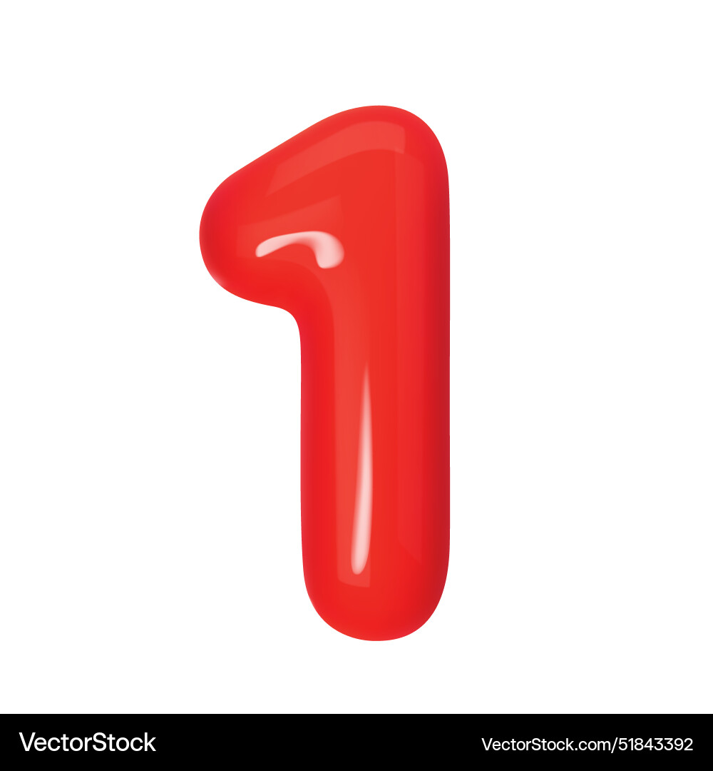 3d red number 1 isolated on white background Vector Image
