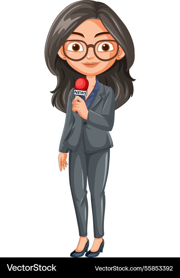 A cartoon news reporter holding microphone Vector Image
