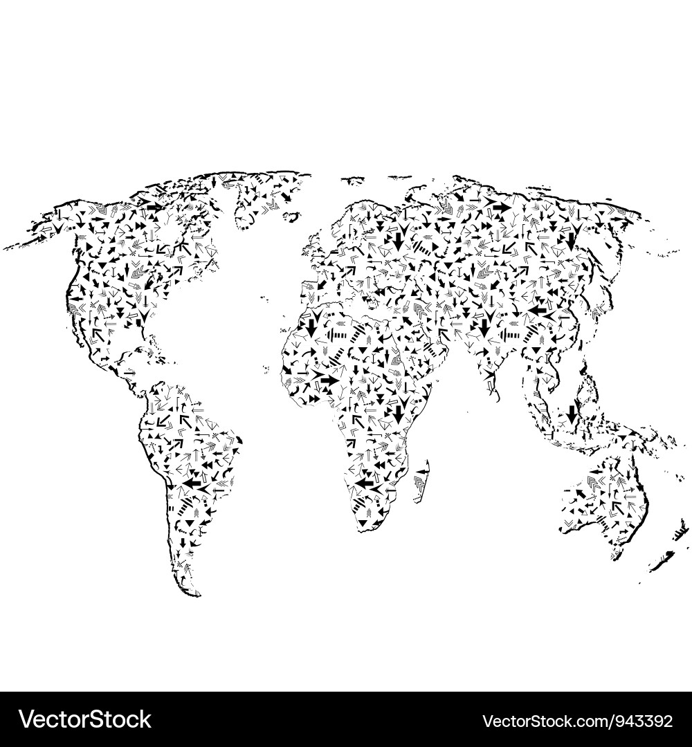 Arrows world map Royalty Free Vector Image - VectorStock