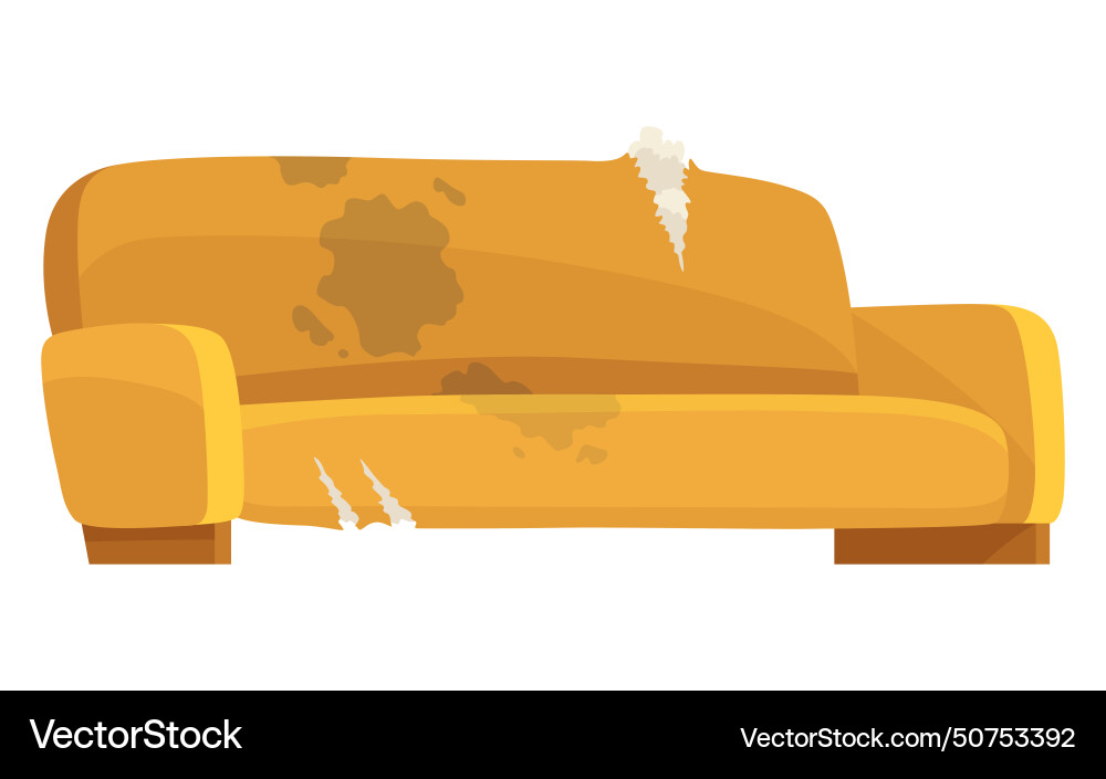 Broken sofa icon torn old couche for living room Vector Image