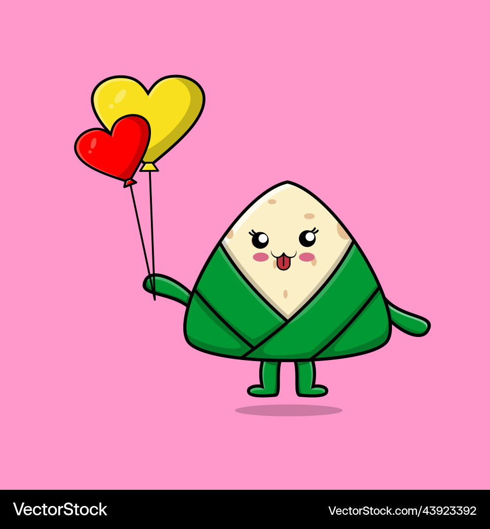 Cartoon chinese rice dumpling floating balloon Vector Image