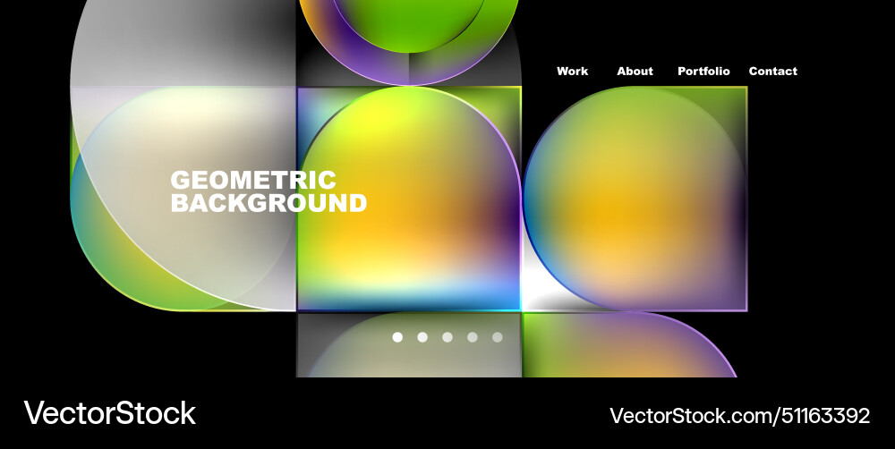 Colorful geometric shapes on black bg circles Vector Image