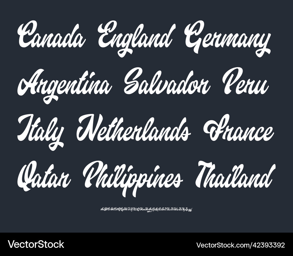 Countries logo set with script font Royalty Free Vector