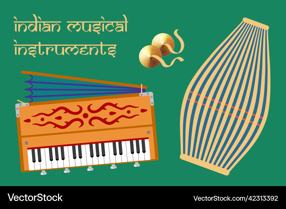 Indian musical instruments Royalty Free Vector Image
