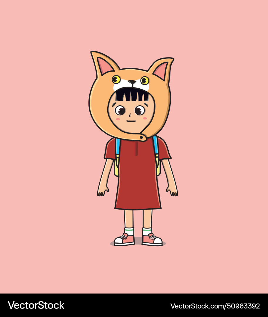 Kids with a cat hat Royalty Free Vector Image - VectorStock