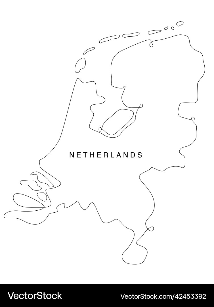 Line art netherlands map continuous europe Vector Image