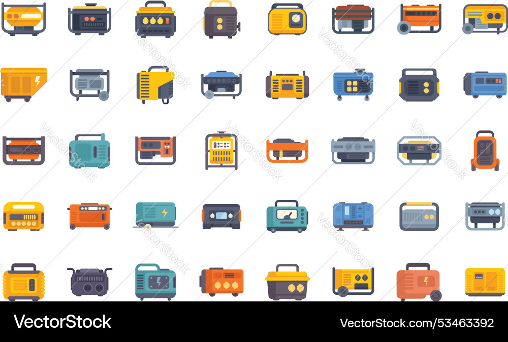 Portable generator set providing power supply Vector Image