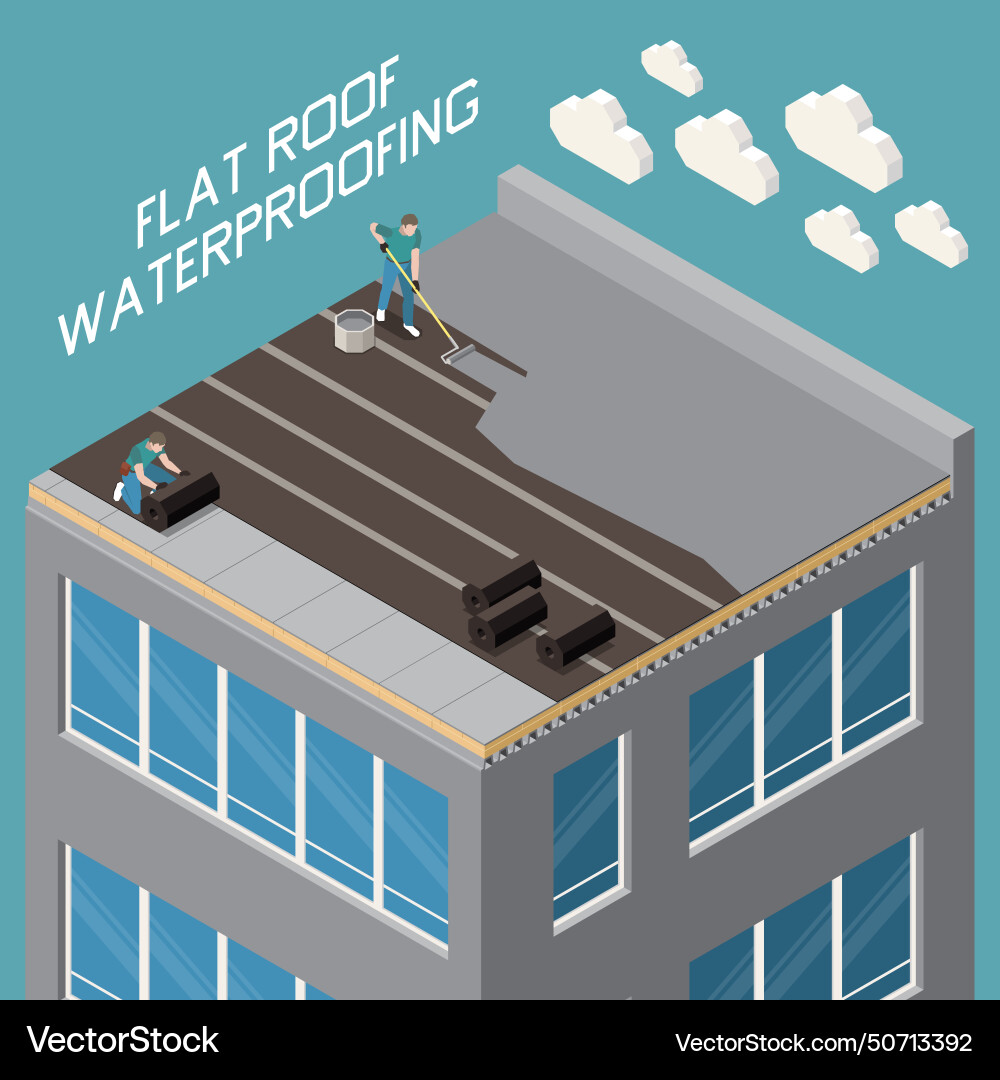 Roofing isometric composition Royalty Free Vector Image