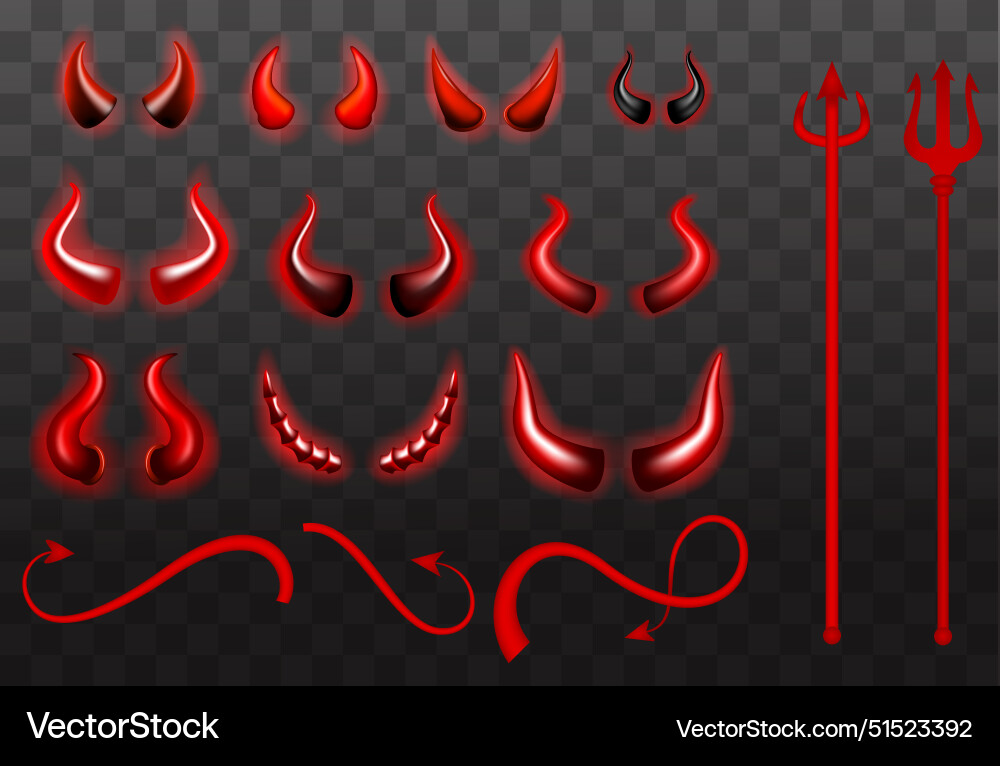 Set of realistic horn isolated eps Royalty Free Vector Image