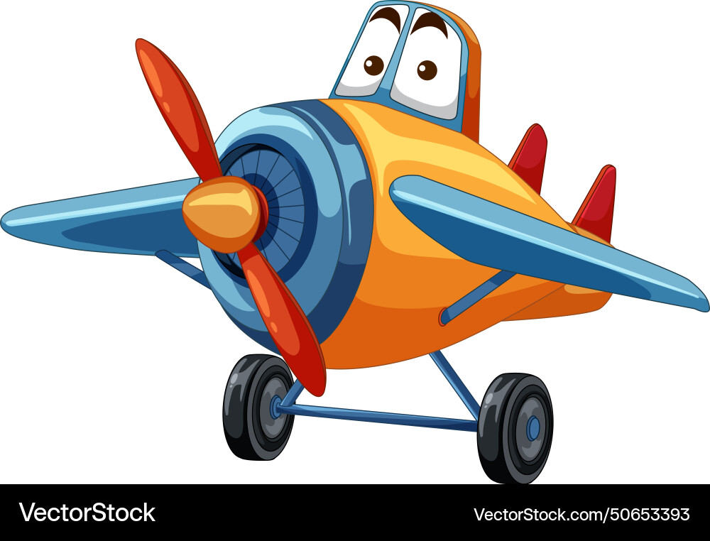 Animated airplane with eyes smiling on the ground Vector Image