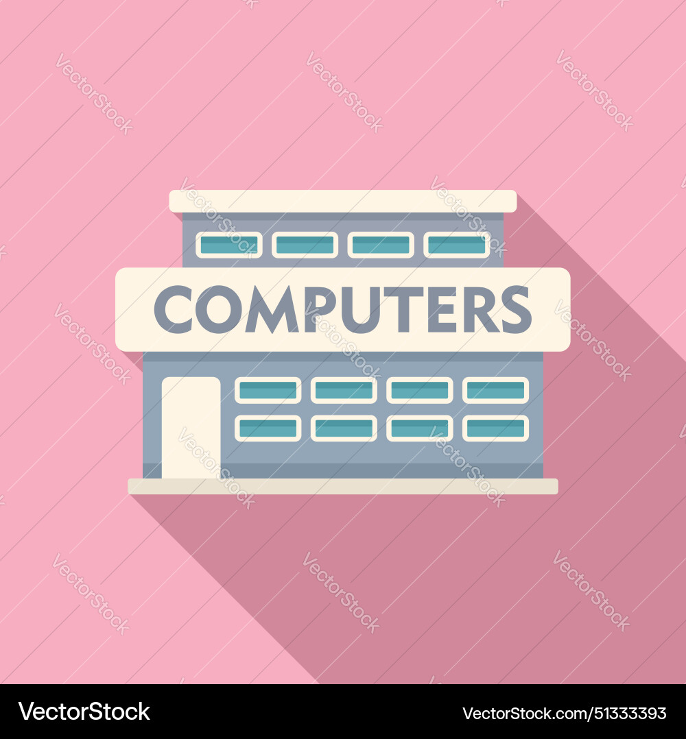 Cartoon computer store icon on pink background Vector Image