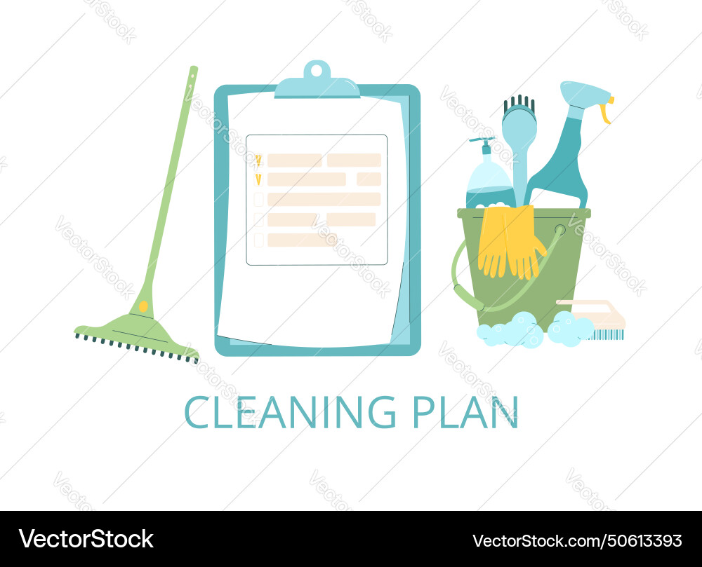 Cleaning plan equipment elements for wash home Vector Image