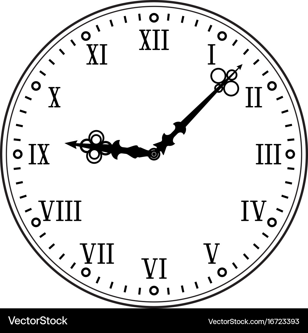 Clock face with roman numerals black flat drawing Vector Image