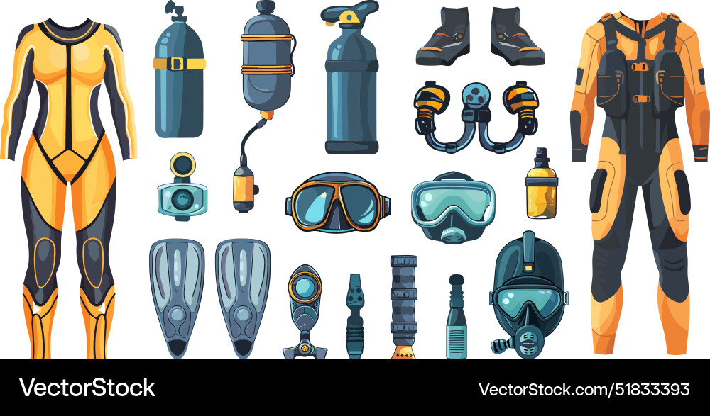 Diving Equipment Set Royalty Free Vector Image