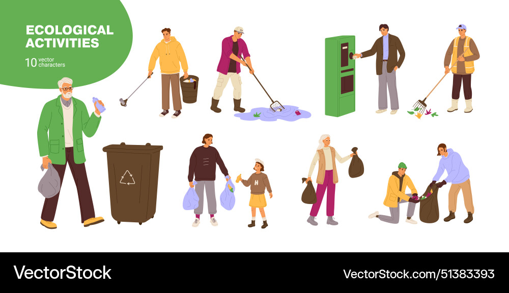 Eco friendly people cleaning environment picking Vector Image