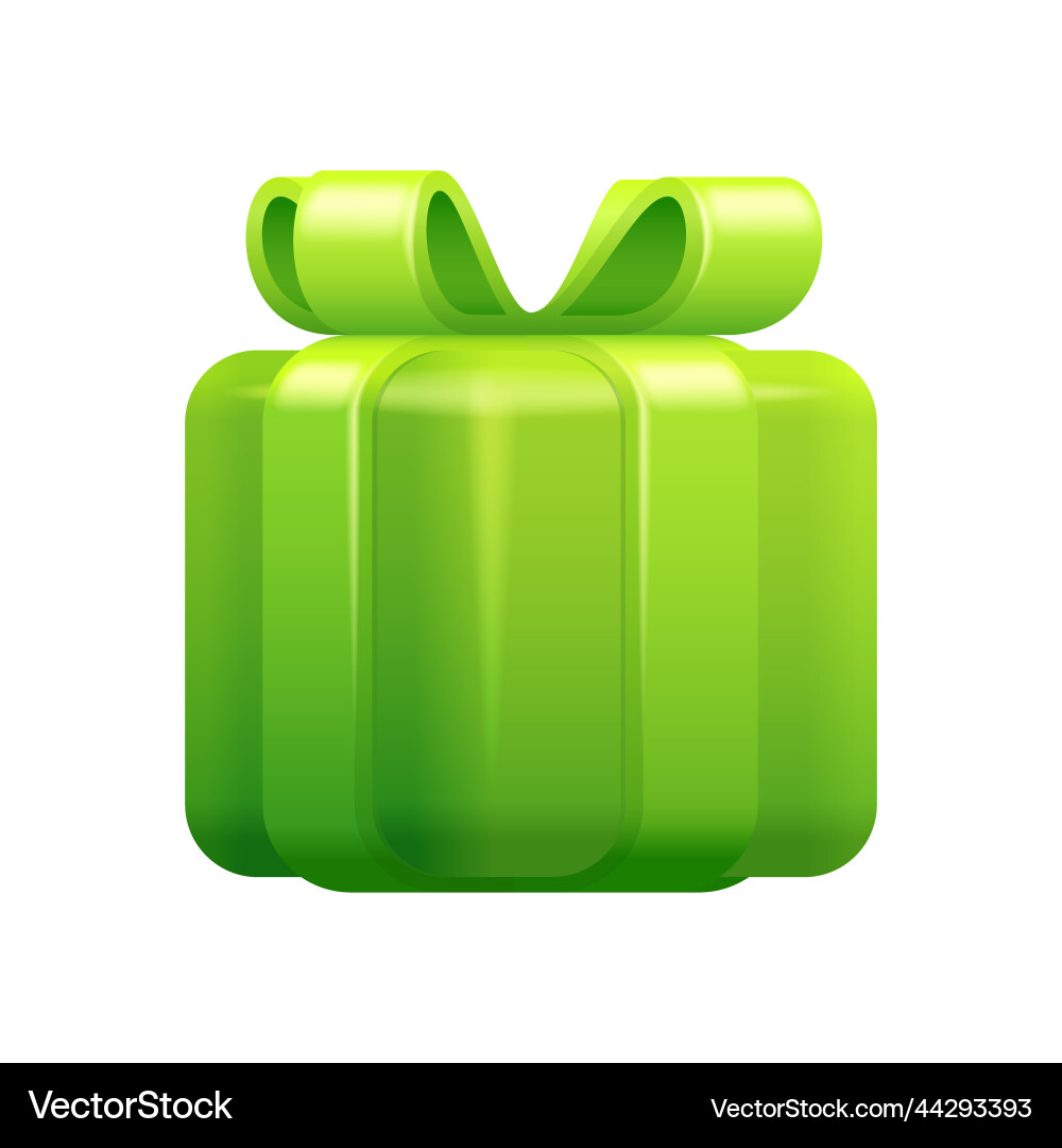 Green gift box 3d icon Royalty Free Vector Image