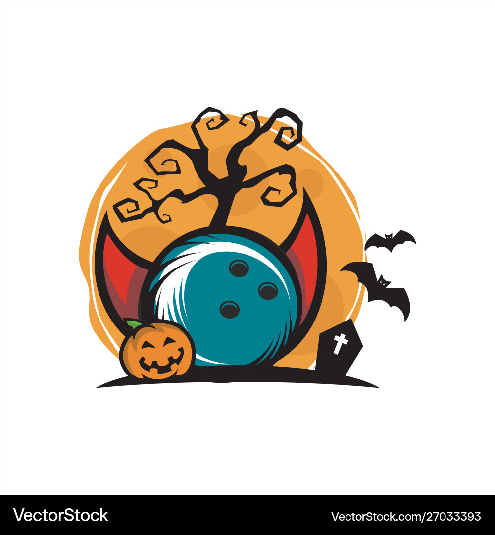 Halloween Bowling Logo Royalty Free Vector Image