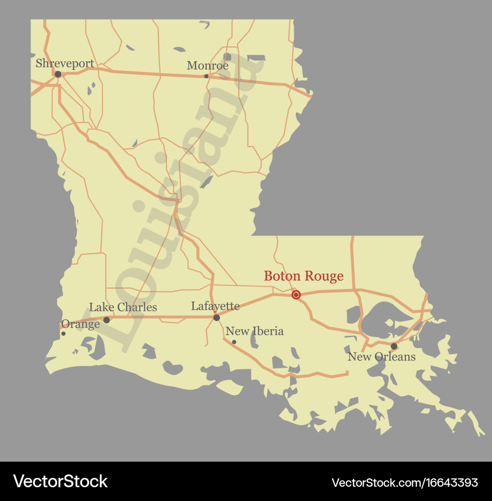 Louisiana accurate exact detailed state map Vector Image